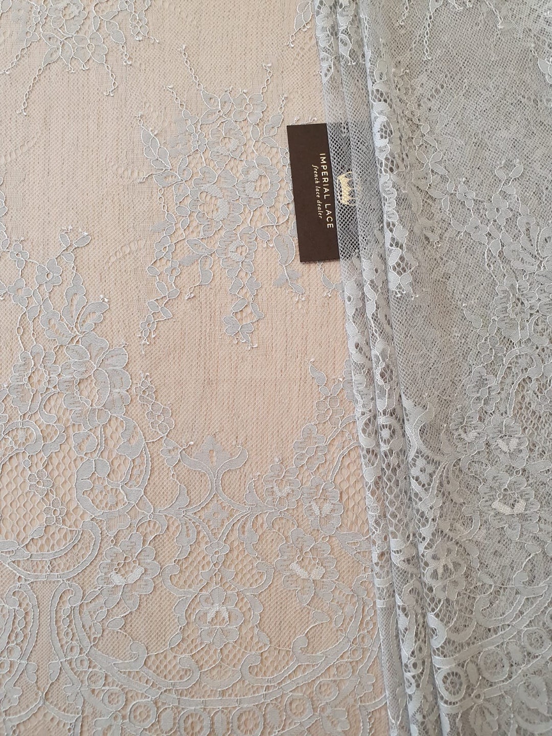 Gray Lace Fabric, Chantilly Lace, French Lace, Bridal Gown, Wedding ...