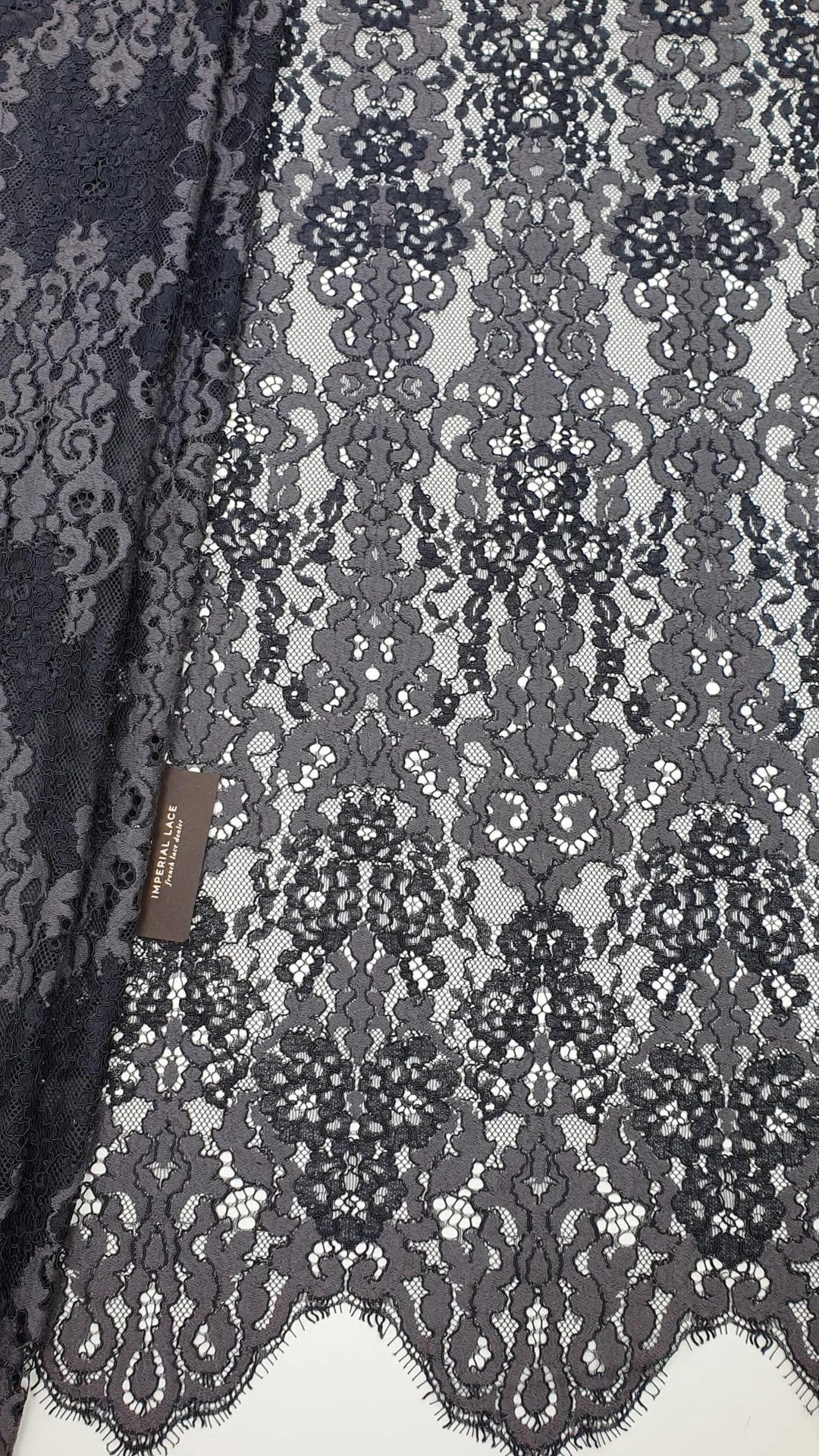 Dark Gray Lace Fabric, French Lace, Embroidered Lace, Wedding Lace ...