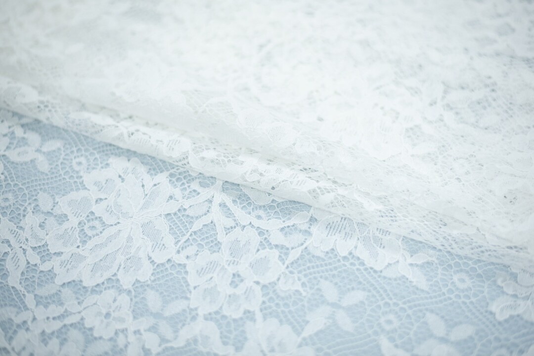 Light Ivory Lace Fabric, Boho Lace Fabric, Floral Lace, Alencon Lace ...