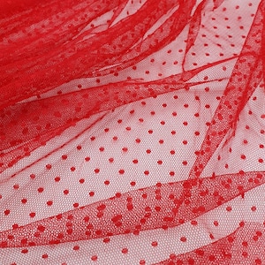 Red Dotted Tulle Fabric, Lingerie Red Net, Red Net Fabric, Lingerie Net ...