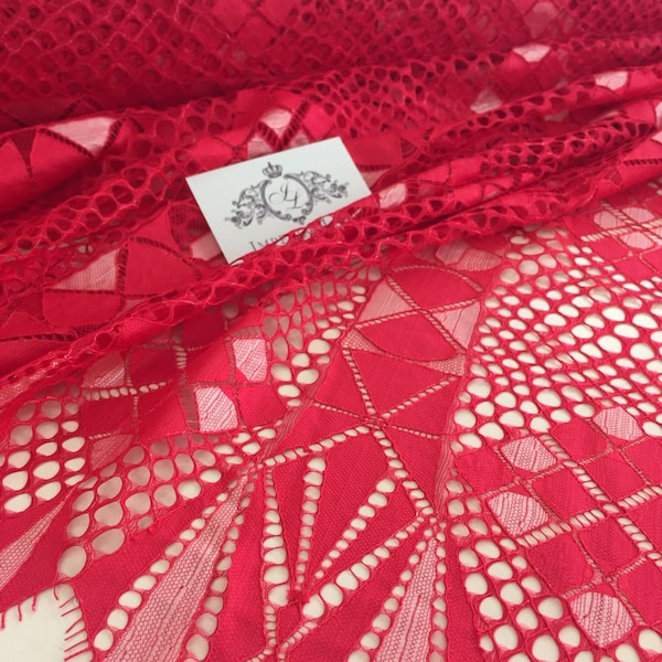 Red Lace Fabric - Etsy
