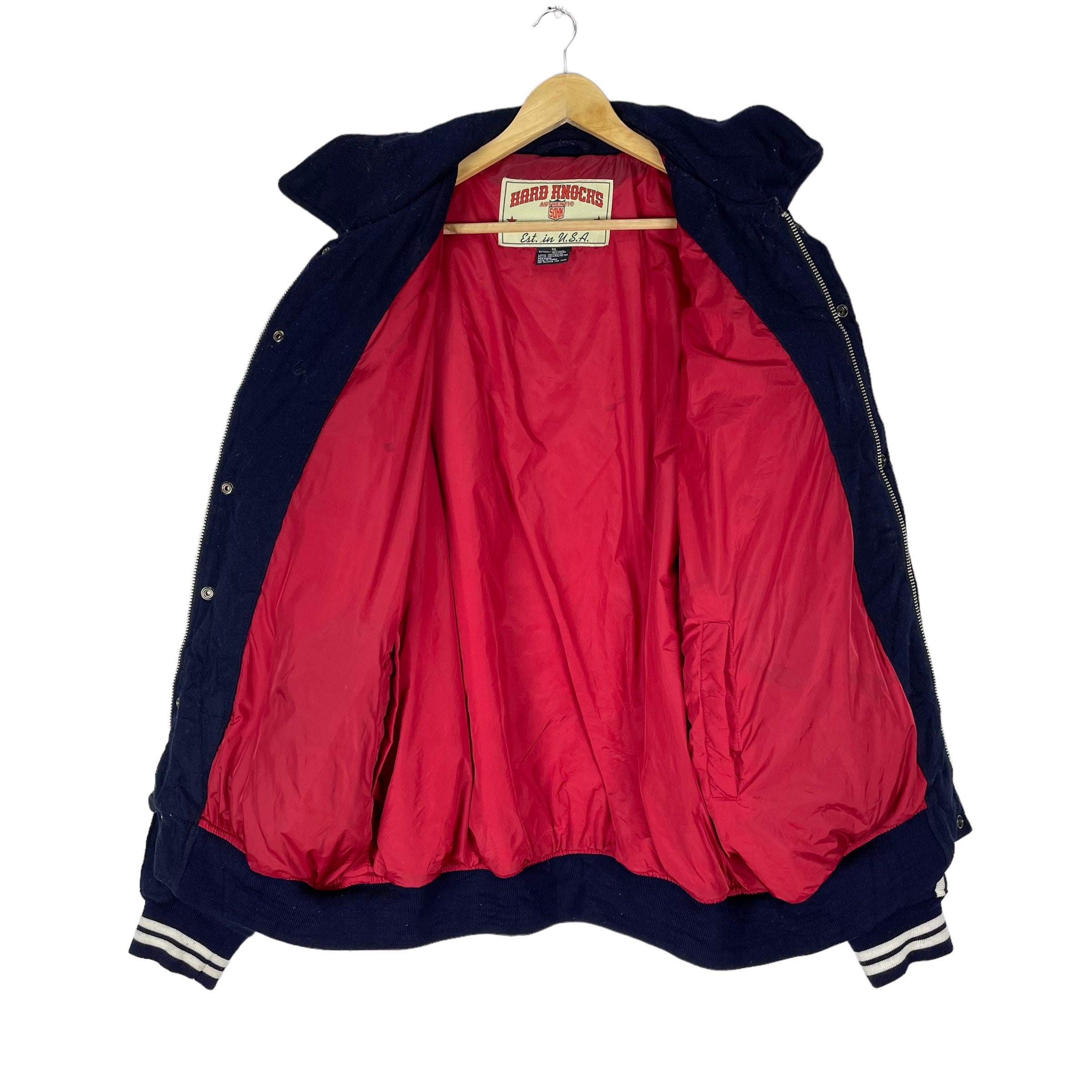 SOHK School of Hard Knock Hip Hop Streetwear Varsity Button Jacket Navy ...