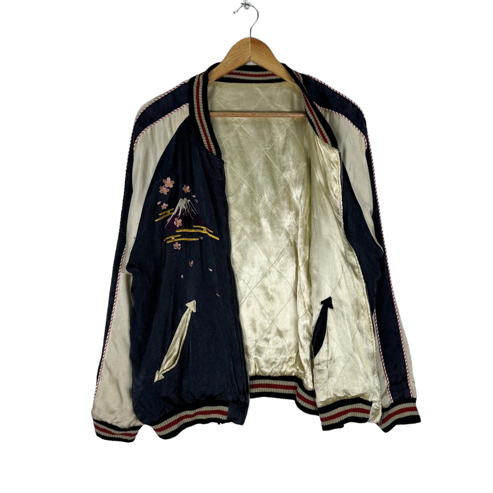Reversible Sukajan Jacket: Kyoto Geisha Embroidery, Rayon Souvenir ...