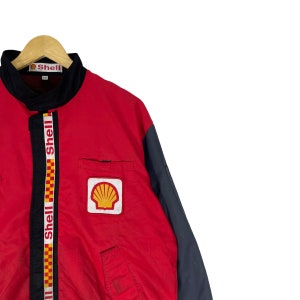 Vintage 90s Shell Oil Power Racing Team Bomber Light Zipper Jacket Red ...