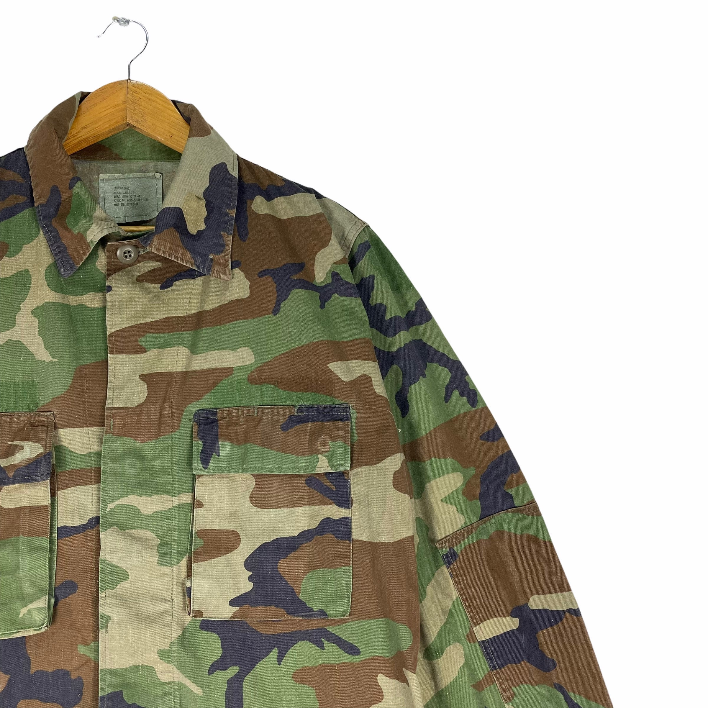 Vintage 90s Army Camo Military Light Jacket Uniform Camouflage Size ...