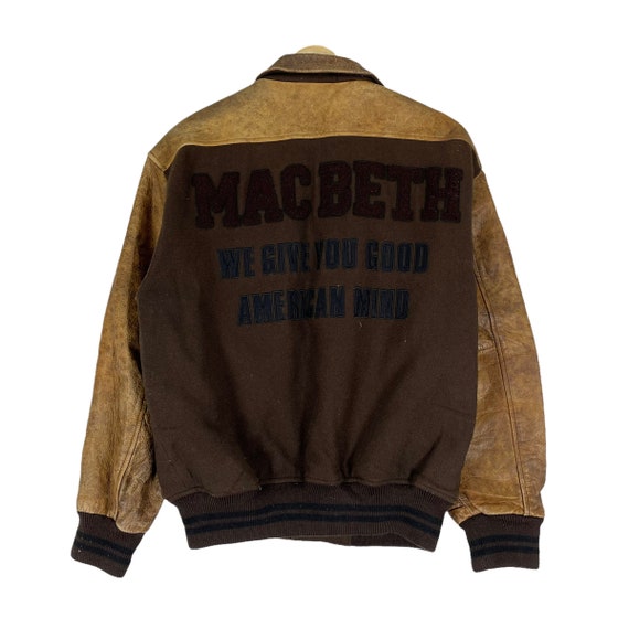 Vintage 90s MACBETH Letter Varsity Jacket Brown Colou… - Gem