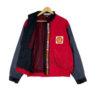 Vintage 90s Shell Oil Power Racing Team Bomber Light Zipper Jacket Red ...