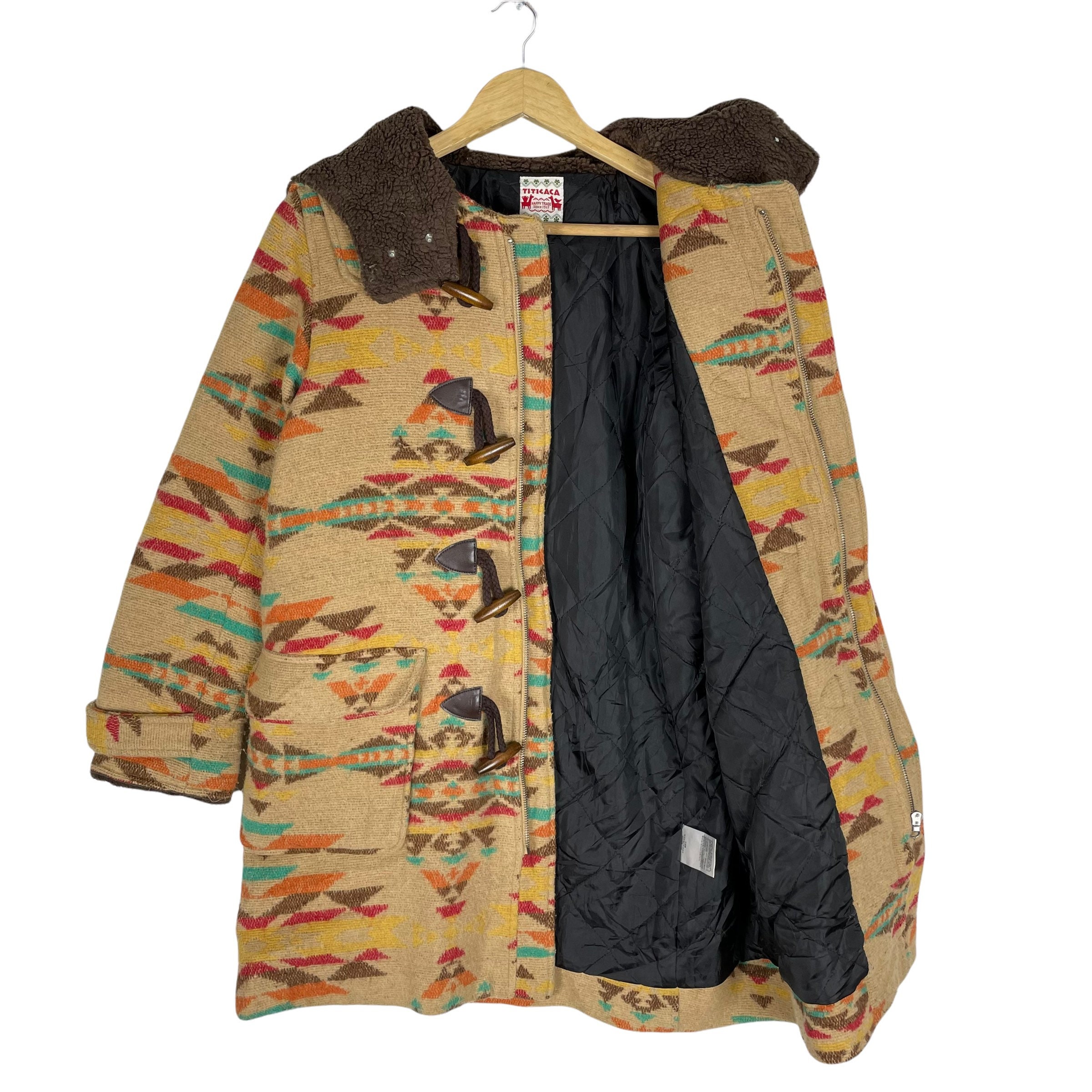 TITICACA Navajo Hoodie Duffle Button Jacket Native Hippie Navajo ...