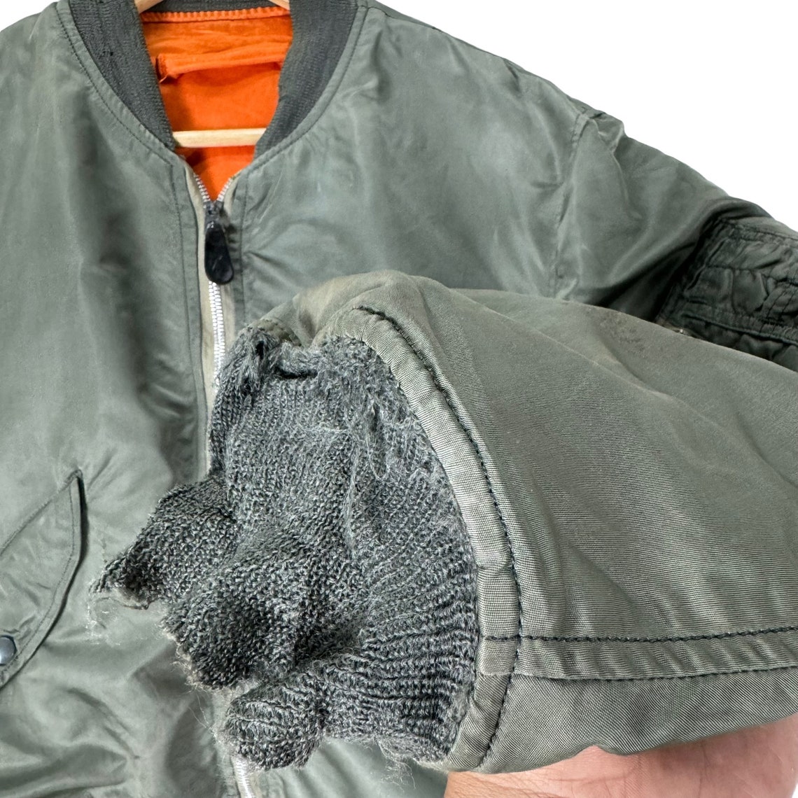 Vintage 70s ALPHA INDUSTRIES Reversible Flight MA-1 Bomber Jacket Green ...