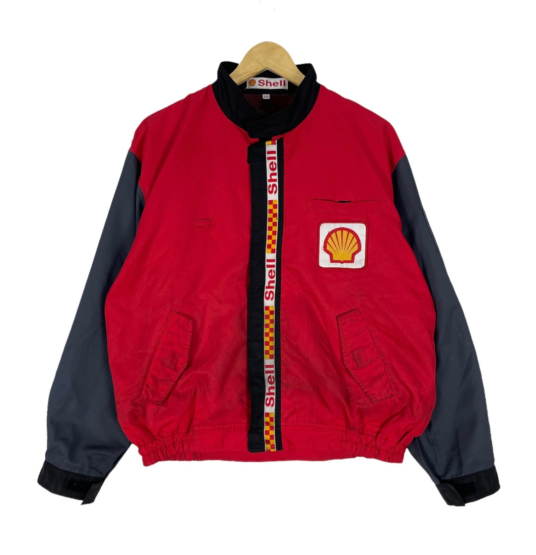 Vintage 90s Shell Oil Power Racing Team Bomber Light Zipper Jacket Red ...