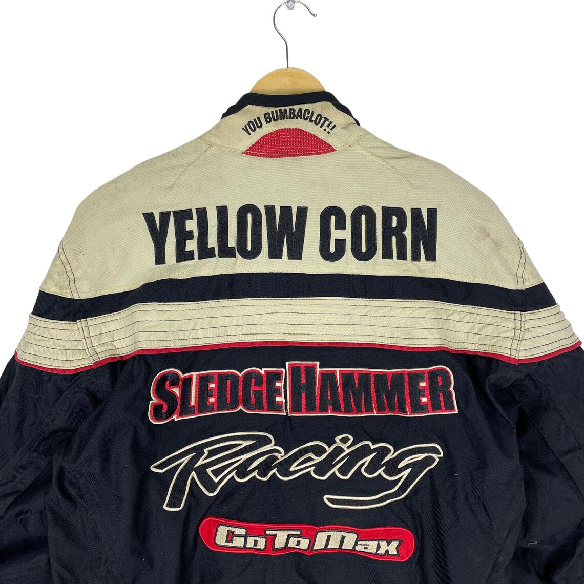 Vintage 90s Yellow Corn NHRA Bikers Sledge Hammer Racing Team Jacket ...