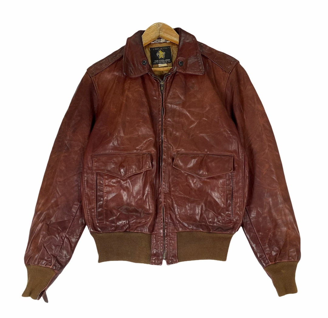 Vintage GOLDEN BEAR A2 Military Horse Leather Jacket Dark Vintage GOLDEN BEAR A2 Military Horse Leather Jacket Dark