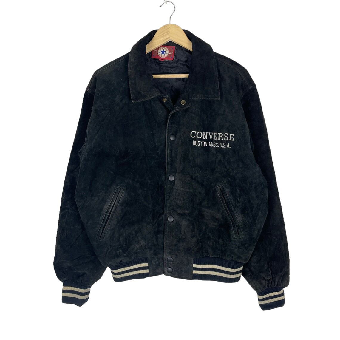 Vintage 90s Converse All Star Pig Skin Leather Varsity Jacket (L) - Etsy