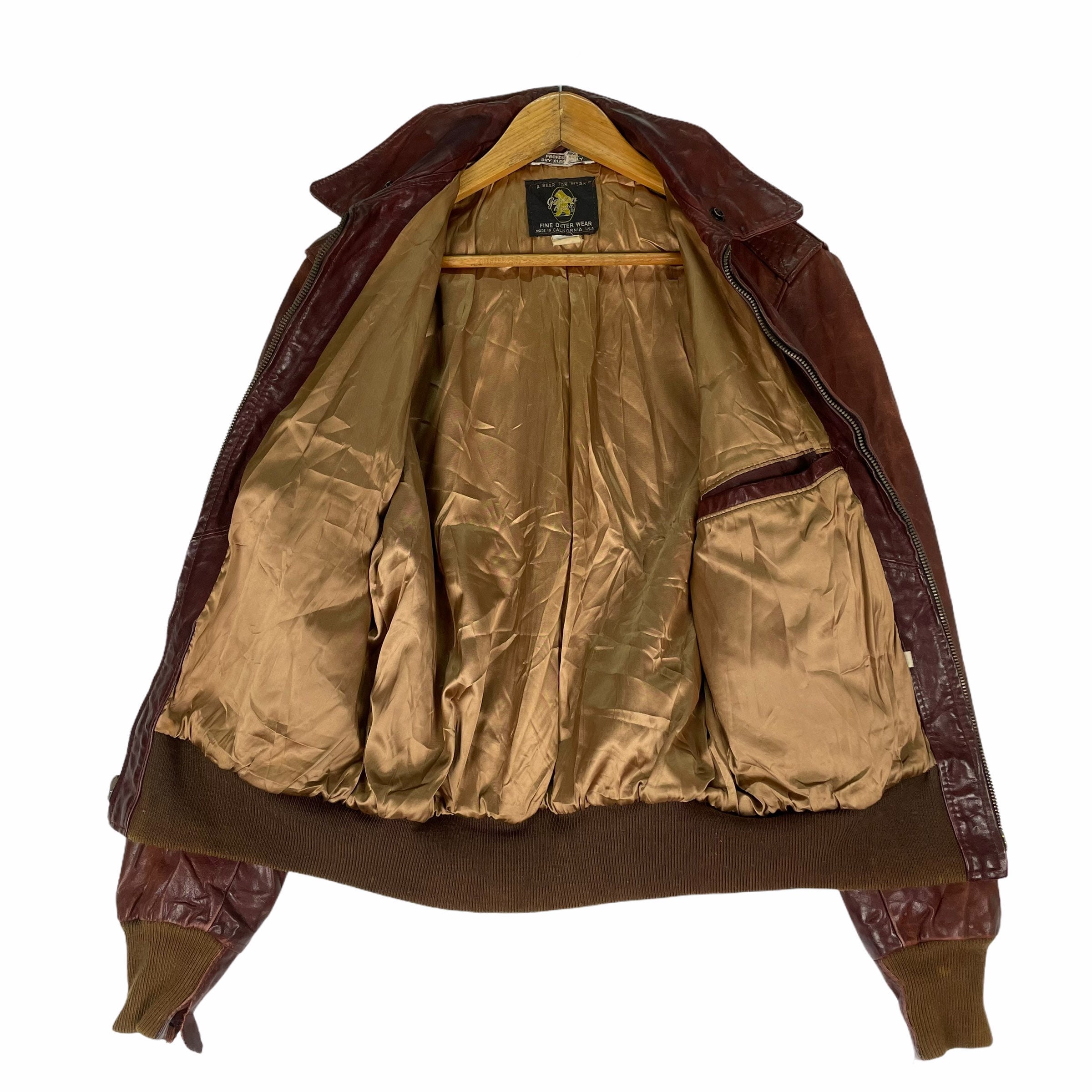 Vintage GOLDEN BEAR A2 Military Horse Leather Jacket Dark Vintage GOLDEN BEAR A2 Military Horse Leather Jacket Dark