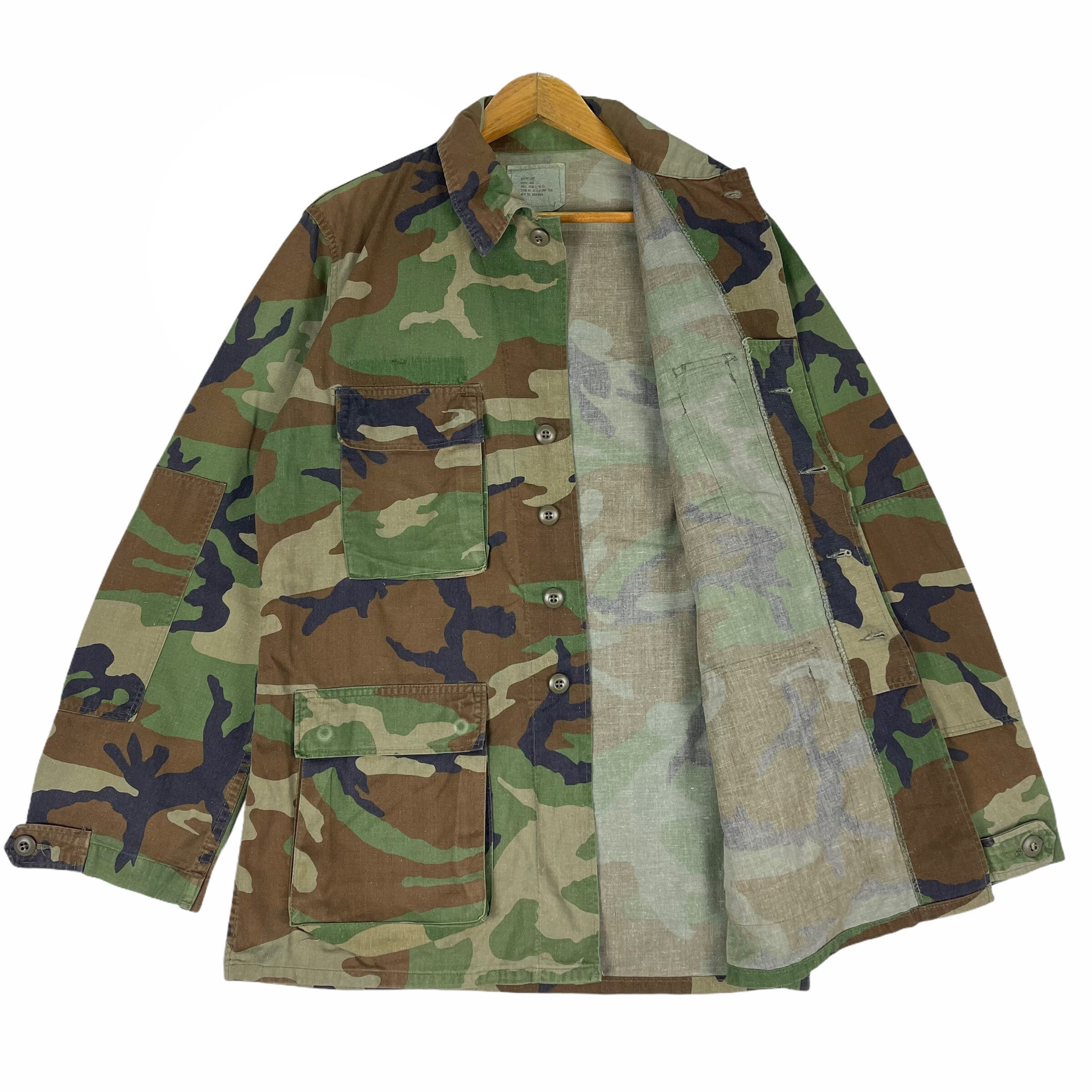 Vintage 90s Army Camo Military Light Jacket Uniform Camouflage Size ...