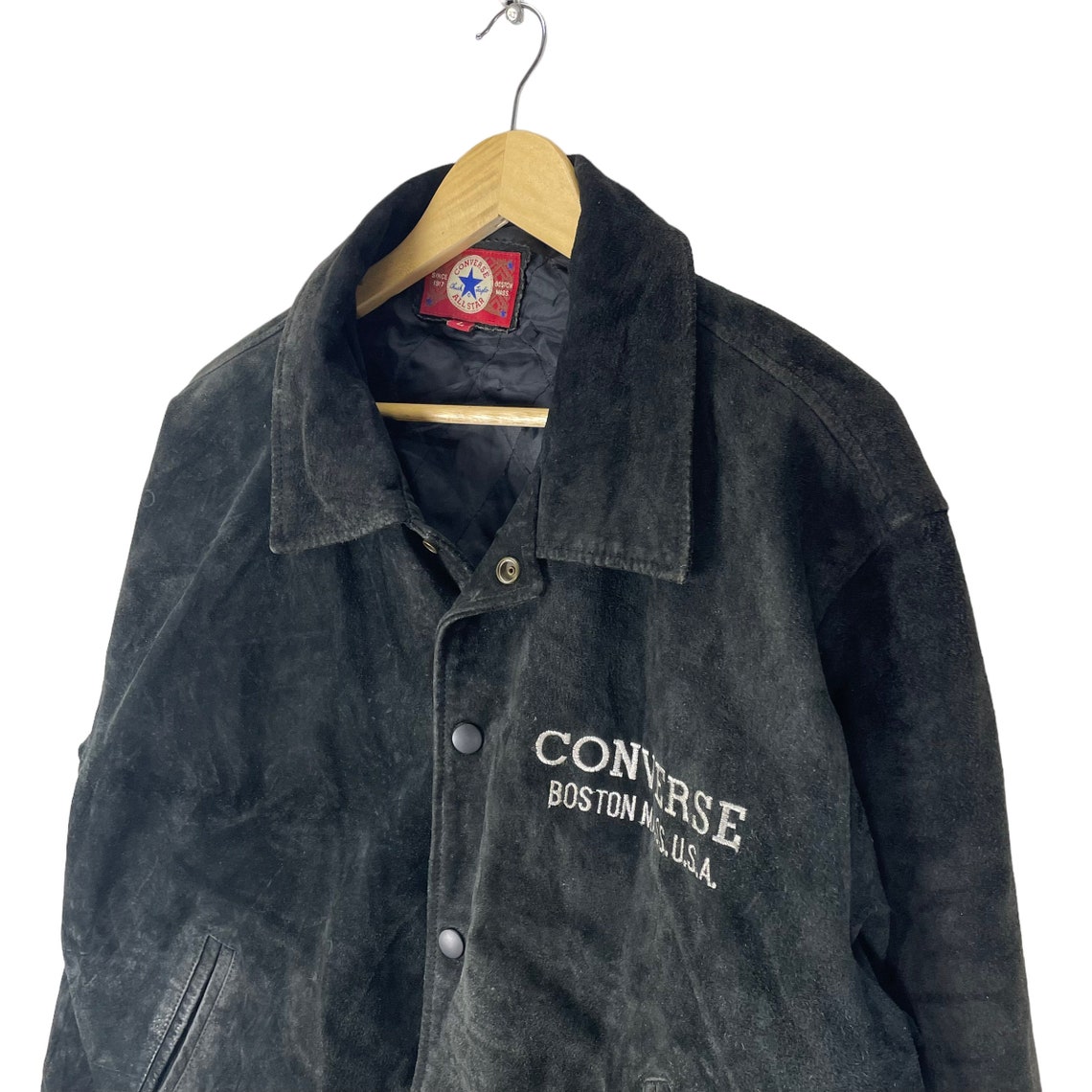 Vintage 90s Converse All Star Pig Skin Leather Varsity Jacket (L) - Etsy