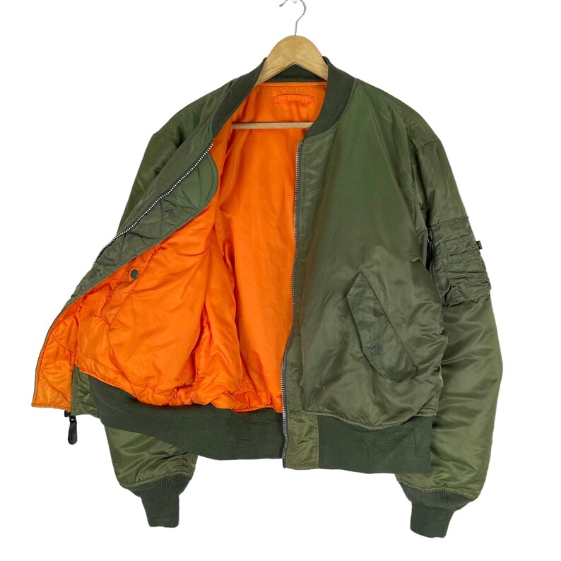 ALPHA INDUSTRIES Flight MA-1 Bomber Jacket Reversible Green Flyers Military Size Large - Etsy