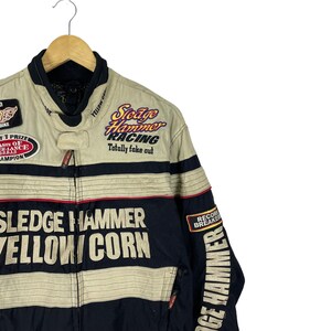Vintage 90s Yellow Corn NHRA Bikers Sledge Hammer Racing Team Jacket ...