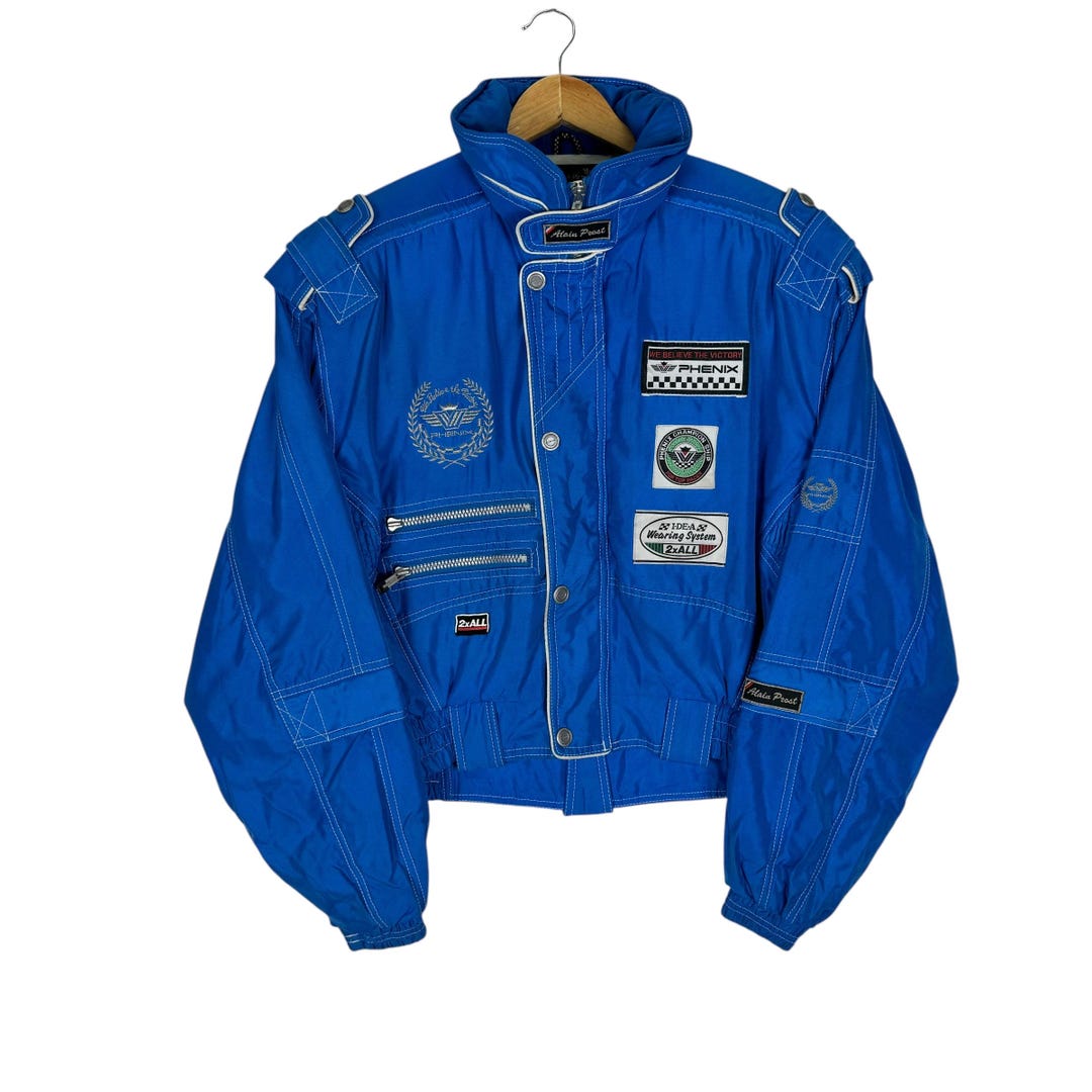Vintage 80s Phenix Alain Prost Racing Team Bomber Jacket Blue Colour ...