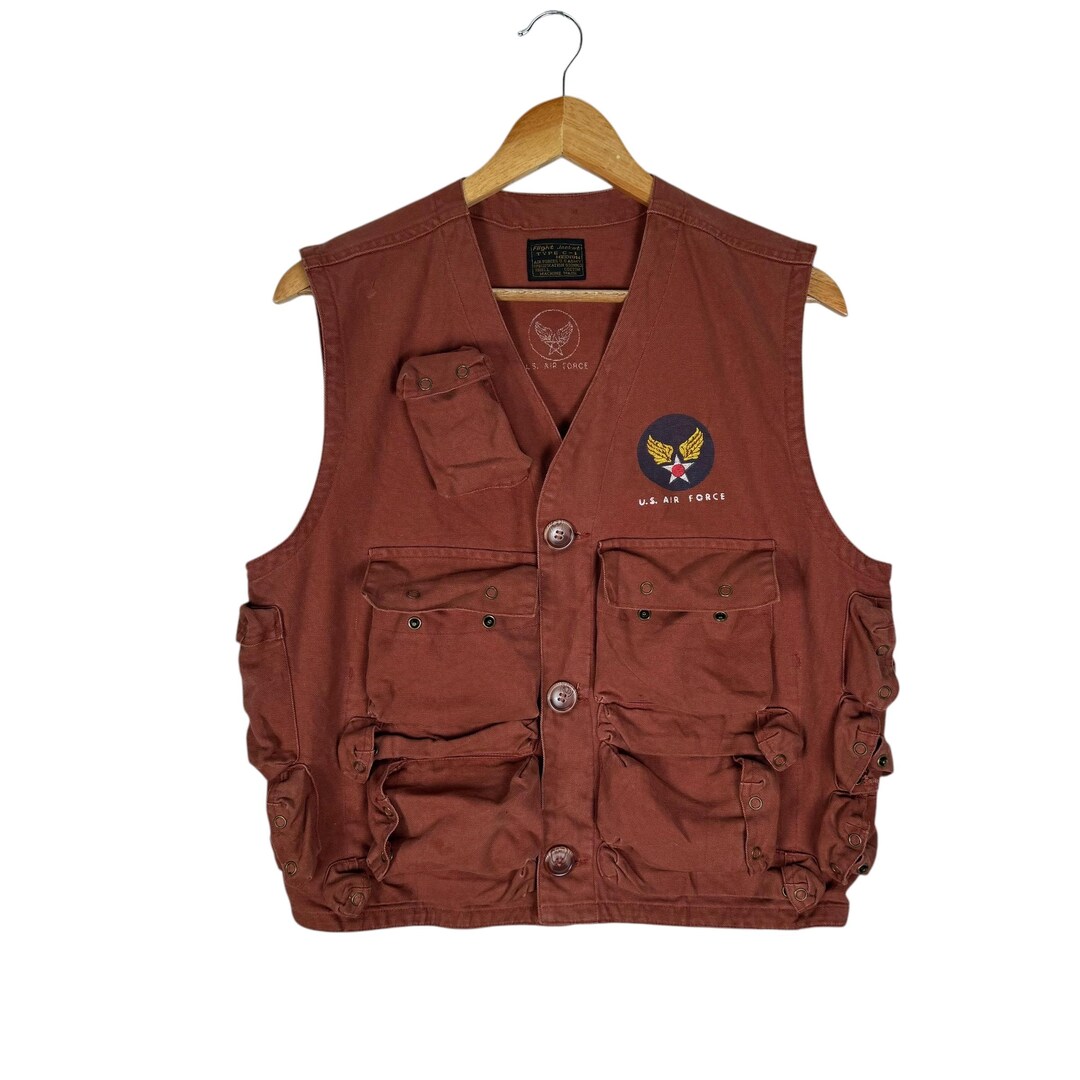 Vintage 90s USAF Tactical Multi Pocket Vest - Brown Cotton, Size Medium ...