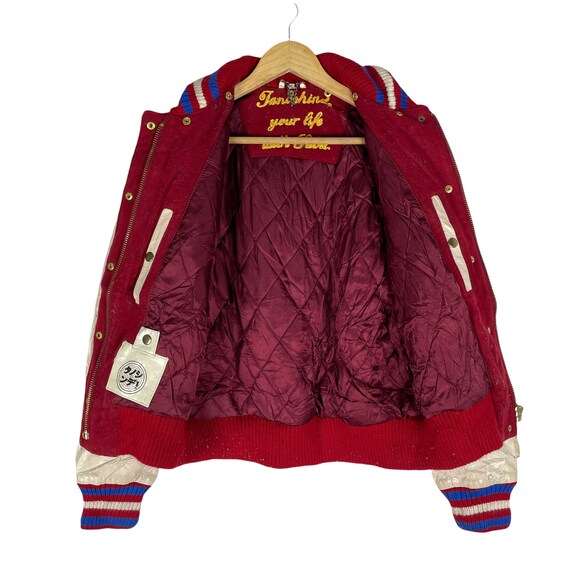 VARSITY Letter S Leather Jacket Red Colour Size Medium - Gem