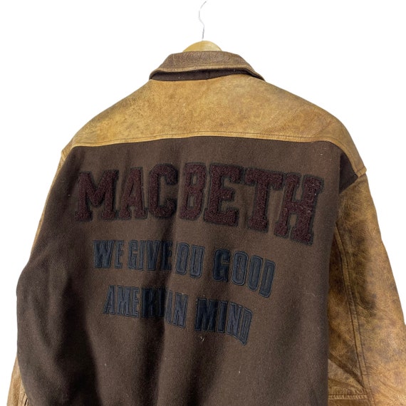 Vintage 90s MACBETH Letter Varsity Jacket Brown Colou… - Gem