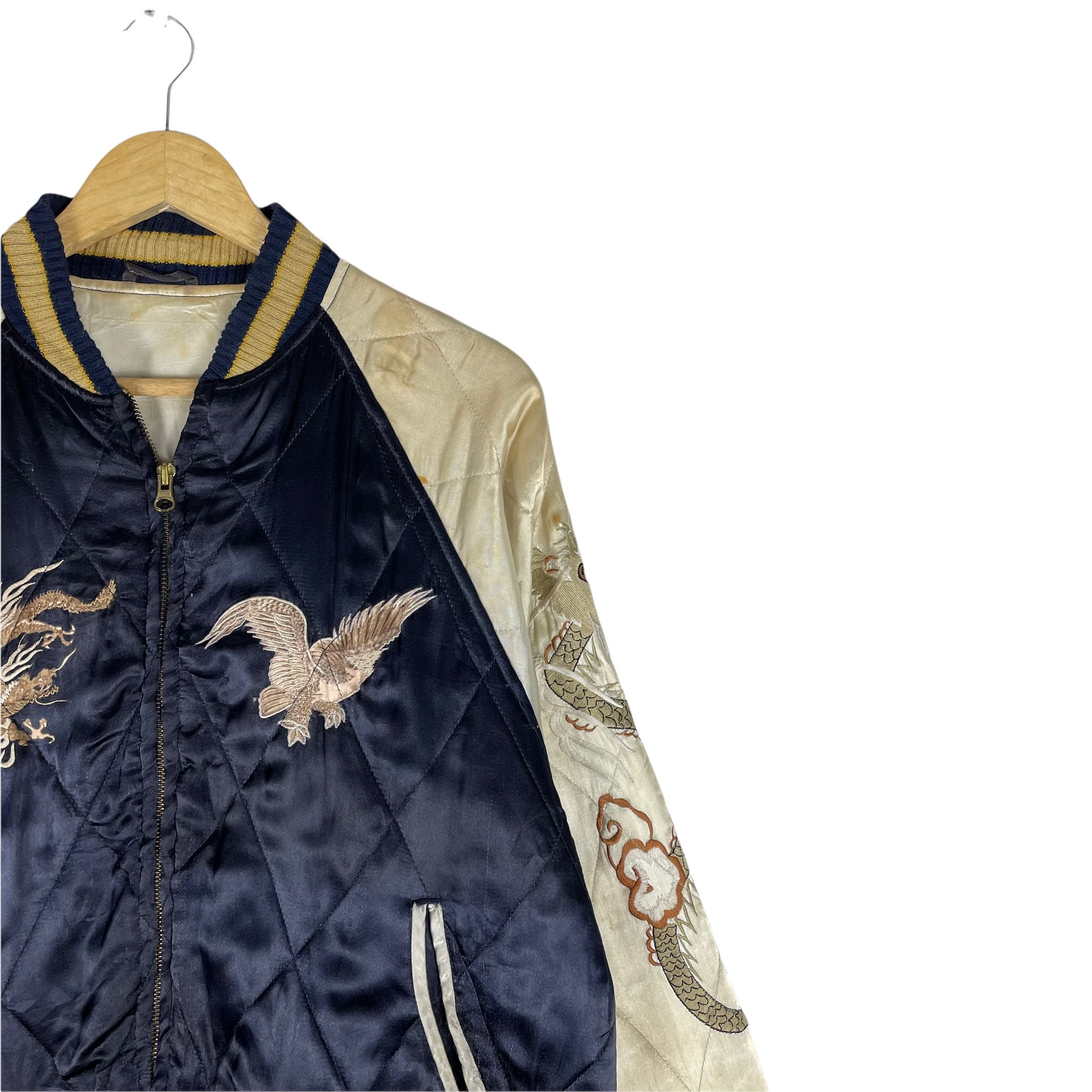 SUKAJAN Dragon Tiger Yakuza Light Zipper Jacket Japanese Souvenir ...