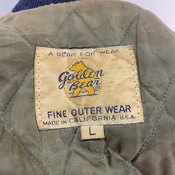 Vintage GOLDEN BEAR Varsity Leather Jacket Navy Blue … - Gem