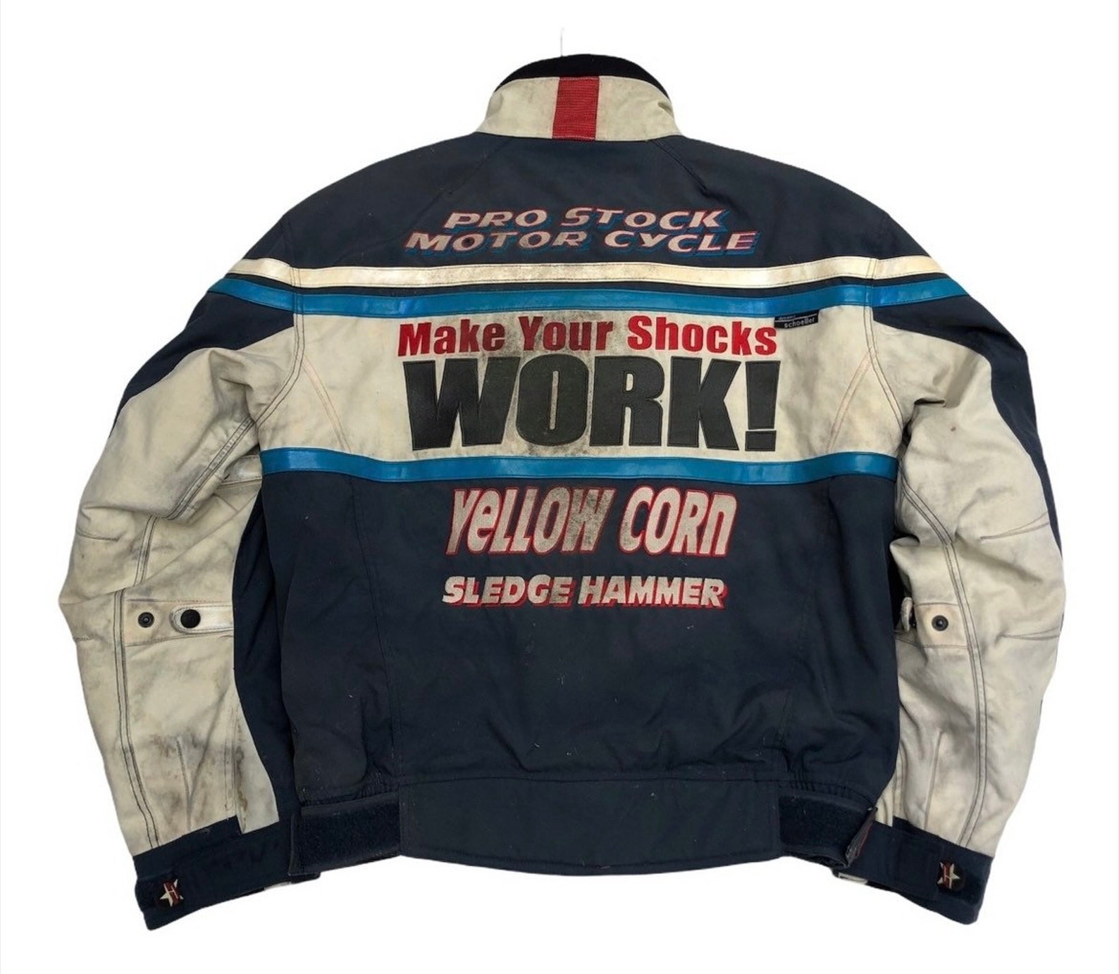 Vintage 90s Yellow Corn NHRA Bikers Sledge Hammer Racing Team Jacket ...