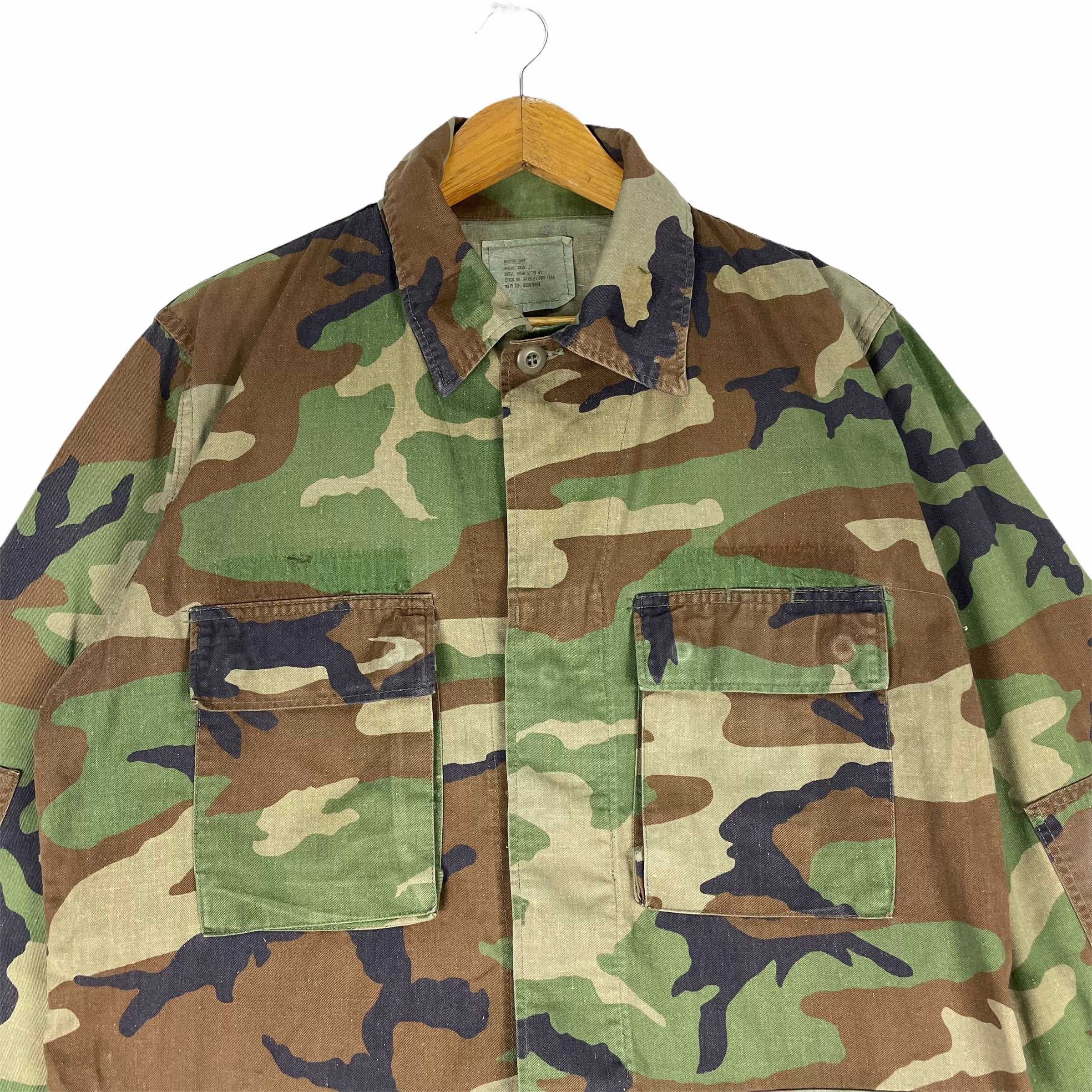 Vintage 90s Army Camo Military Light Jacket Uniform Camouflage Size ...
