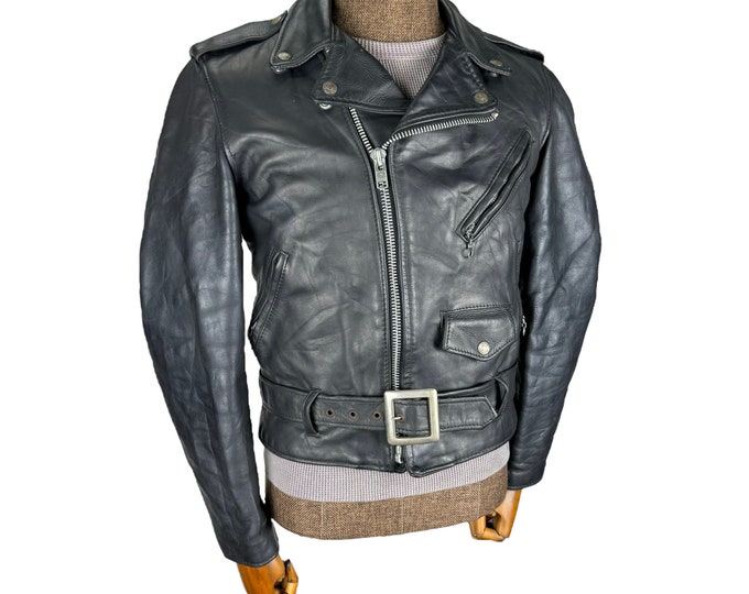 Vintage Schott Perfecto Leather Motorcycle Jacket Biker T Sz 38 - Etsy