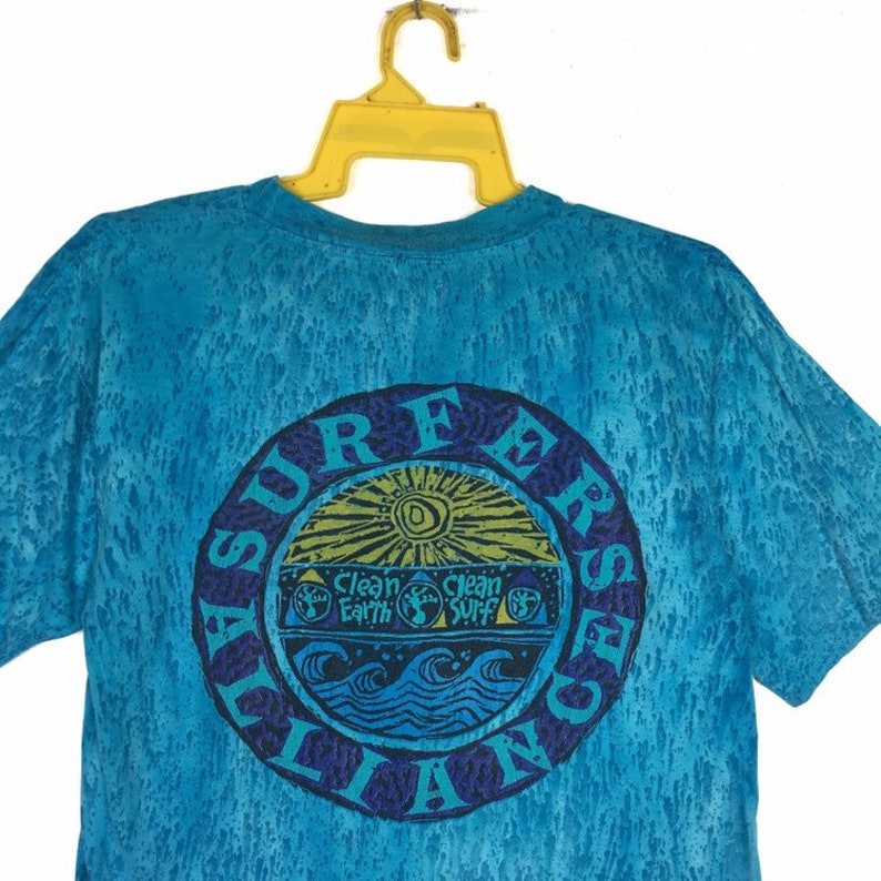 Vintage 90s Surfers Alliance Tshirt | Back Graphic | Clean Earth Tie ...