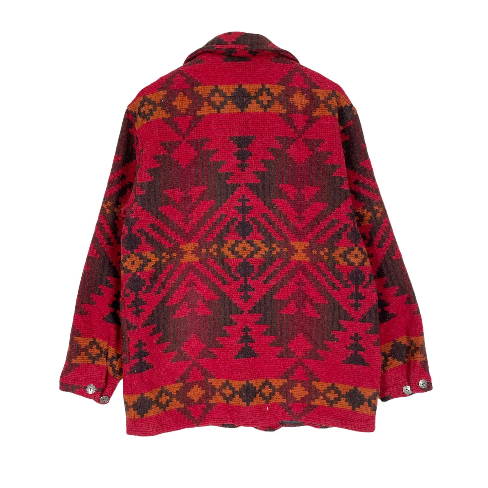 Vintage 90s Woolrich Aztec Wool Zipper Jacket Native Navajo Red Colour ...