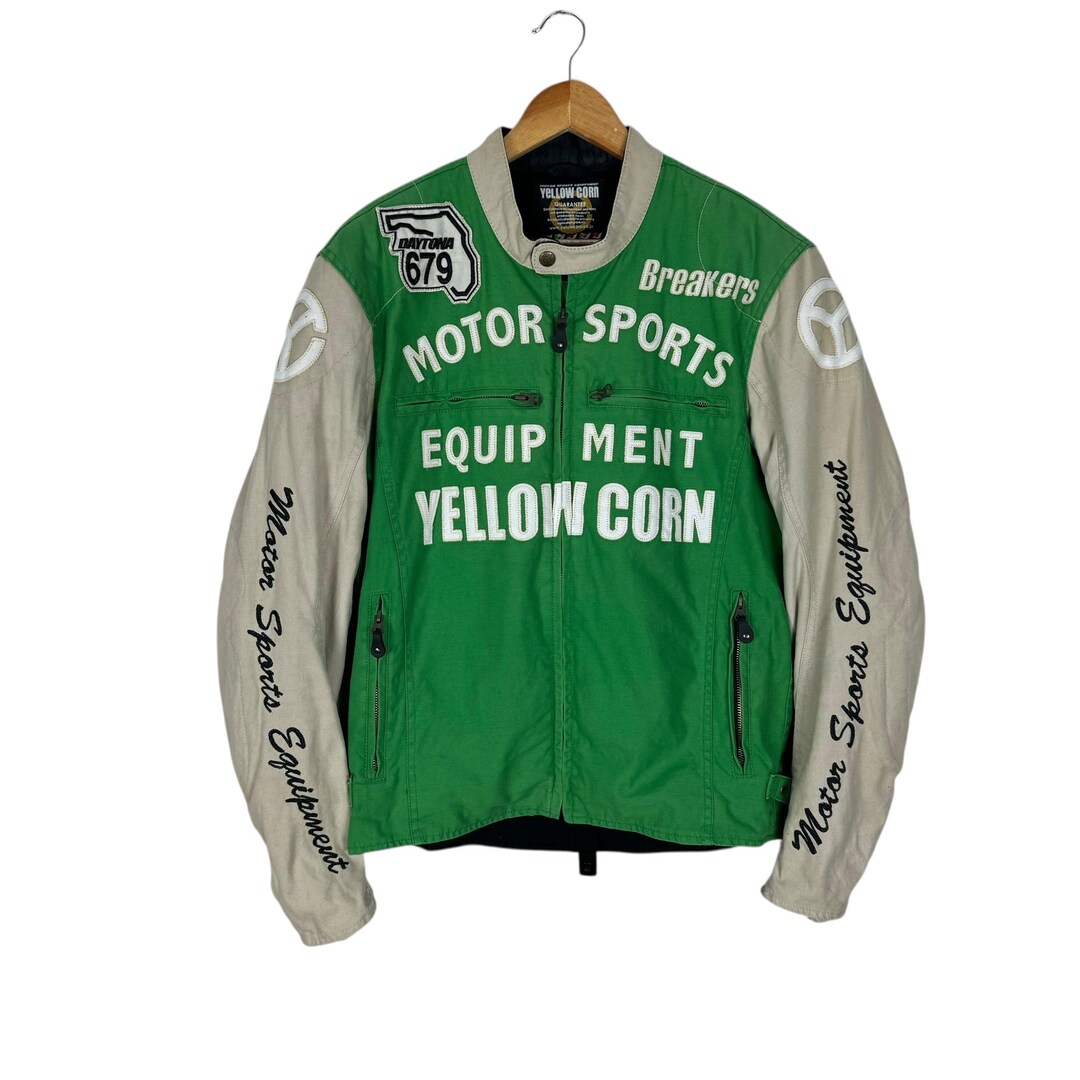 Vintage 90s Daytona Racing Team Jacket: Yellow Corn Motorcycle Jacket ...