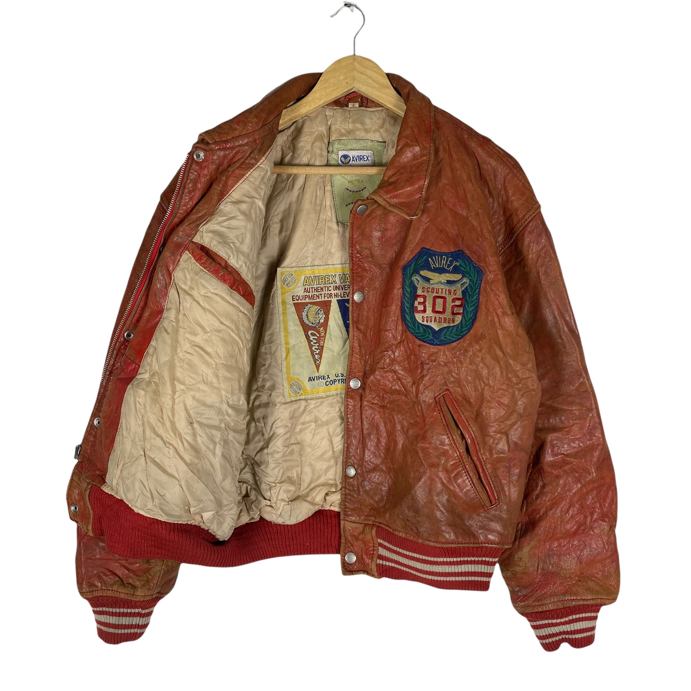 90s AVIREX USA Leather Mohawk MLB Baseball University All - Etsy