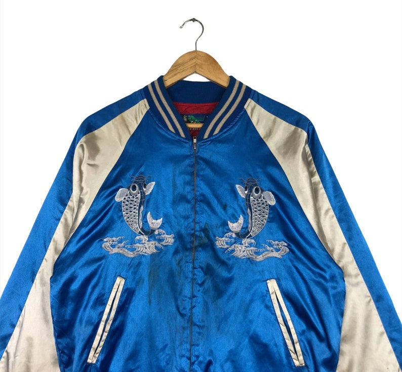SUKAJAN Hoshihime Koi Fish Jacket Japanese Souvenir Fighter Embroidery ...