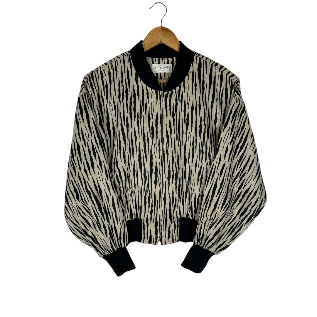 Vintage 80s Le Havre Tokyo Striped Zebra Bomberjacket Harajuku Japanese ...