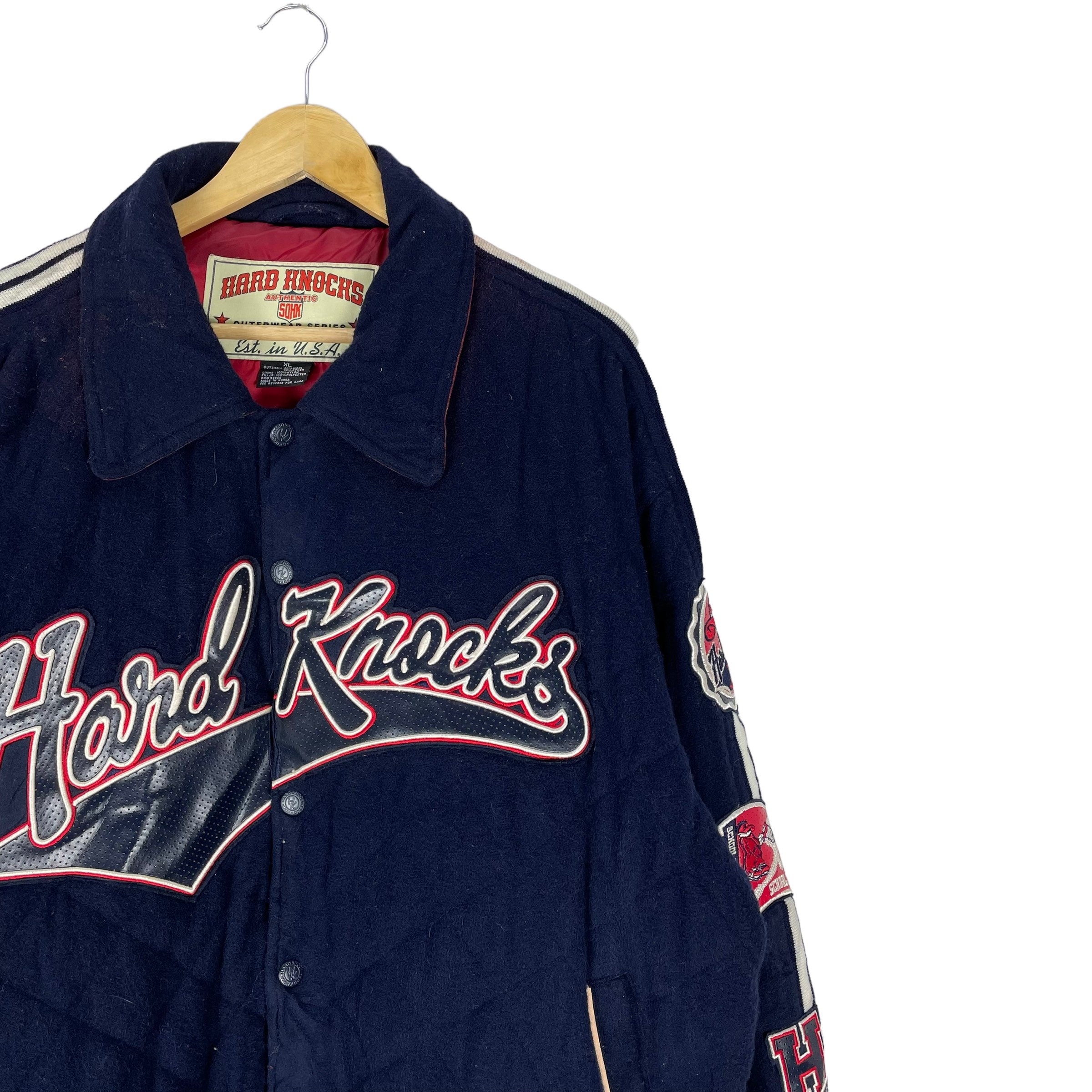 SOHK School of Hard Knock Hip Hop Streetwear Varsity Button Jacket Navy ...