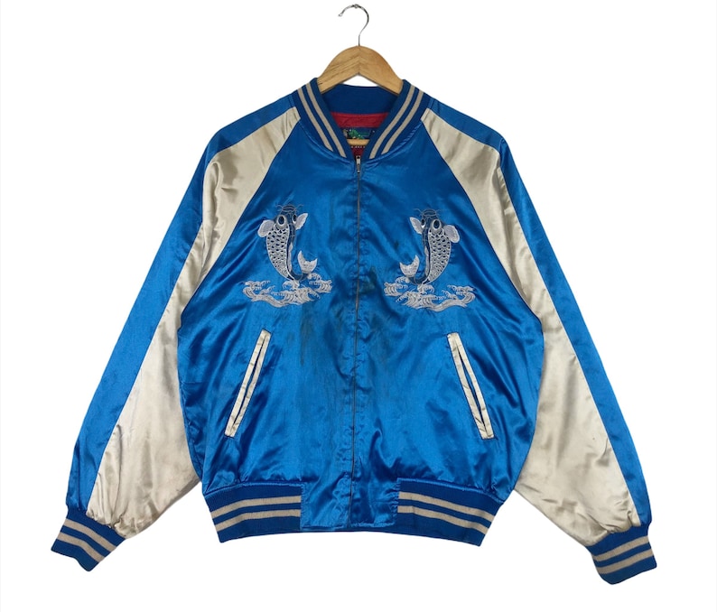 SUKAJAN Hoshihime Koi Fish Jacket Japanese Souvenir Fighter Embroidery ...