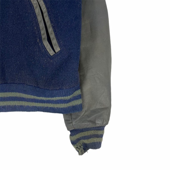 Vintage GOLDEN BEAR Varsity Leather Jacket Navy Blue … - Gem