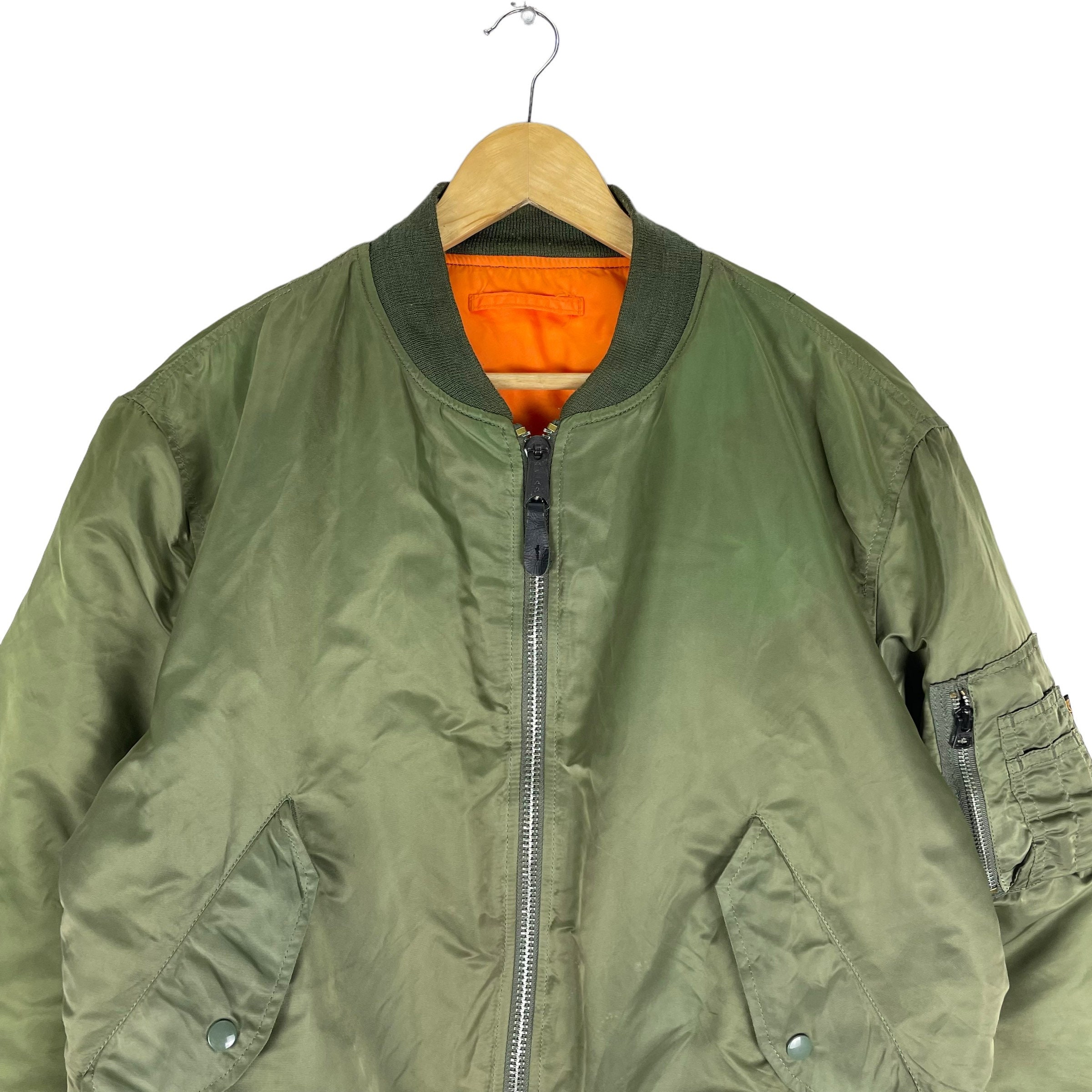 ALPHA INDUSTRIES Flight MA-1 Bomber Jacket Reversible Green Flyers Military Size Large - Etsy