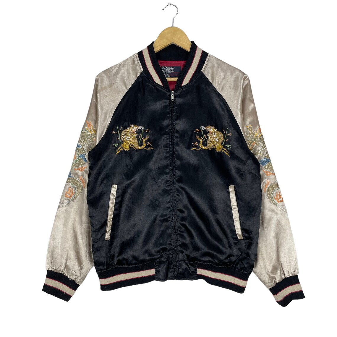 Sukajan Dragon Last Frontier Yakuza Light Zipper Jacket Japanese ...