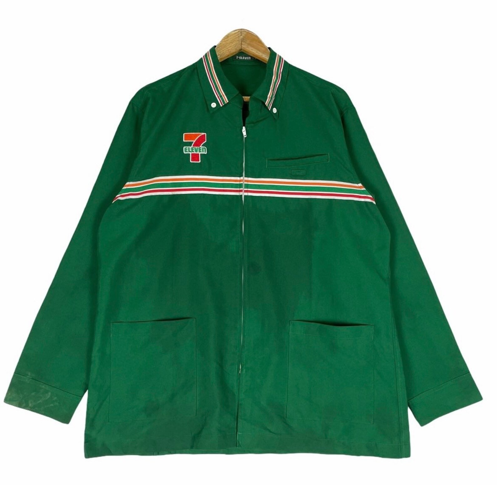 Vintage 70s 7 Eleven Shirt Button Collar Green Colour Size Large - Etsy