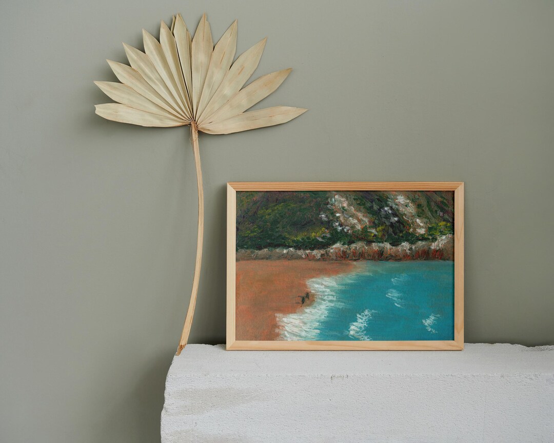 Cornwall Beach Oil Pastel Print - Coastal British Art (digital Download ...