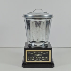 Trash Talker Trophy Award Galvanized Garbage Can Take Out the Trash ...