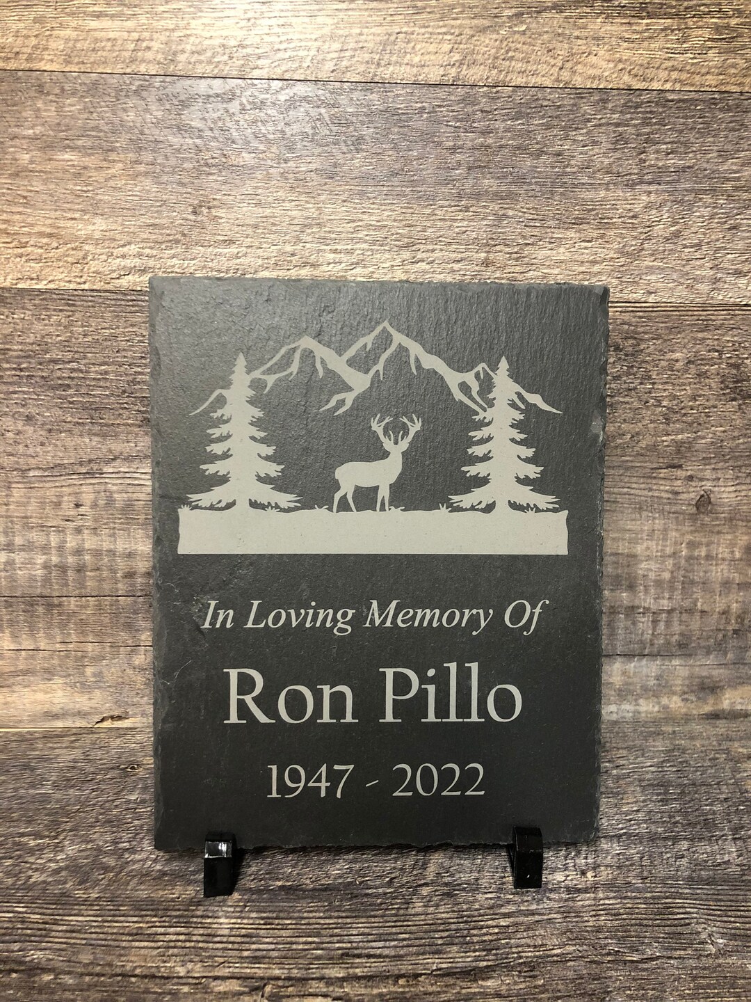 Memorial Stone W/ Wood Easel Memory Stone Slate Remembrance OUTDOOR ...