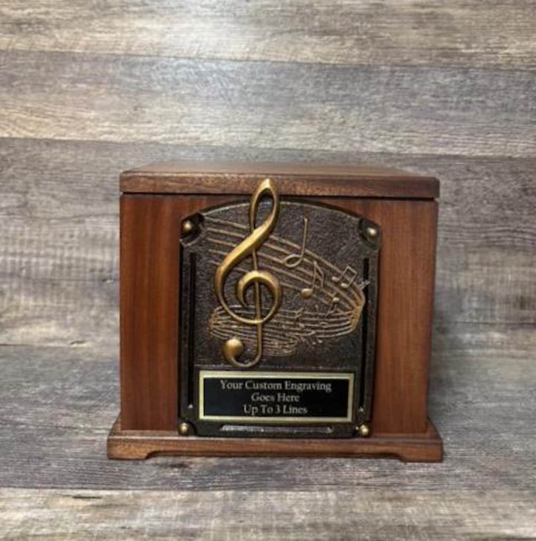 Music Lover MAHOGANY Urn Memorial Urn Funeral Cremation Urn Music Notes ...