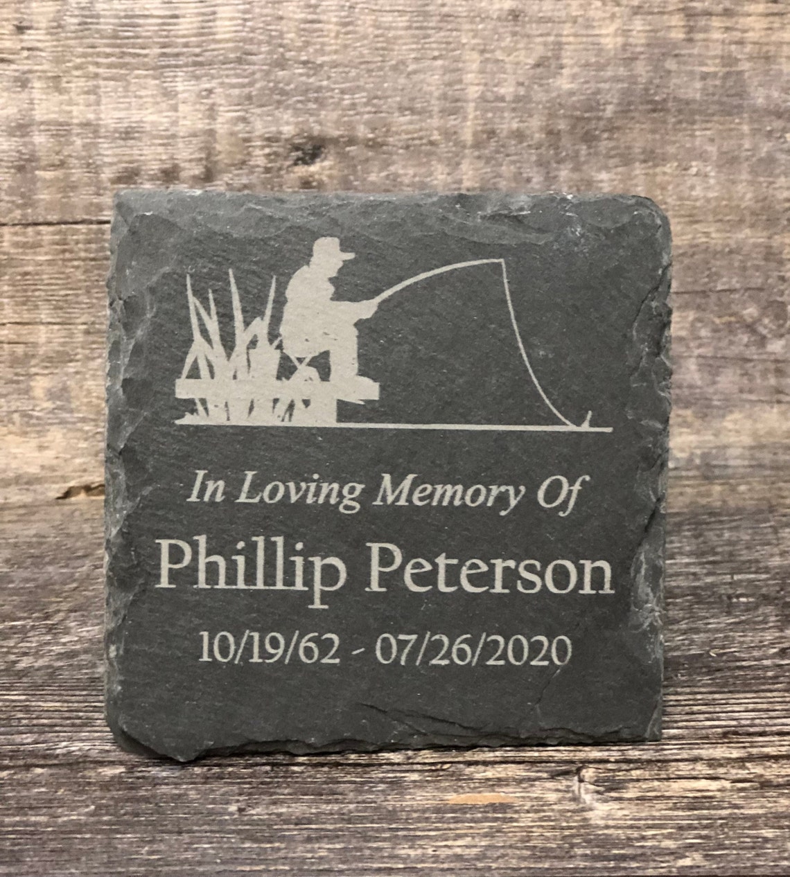 Memorial Stone Memory Stone Remembrance Plaque Custom Engraved FISHING ...