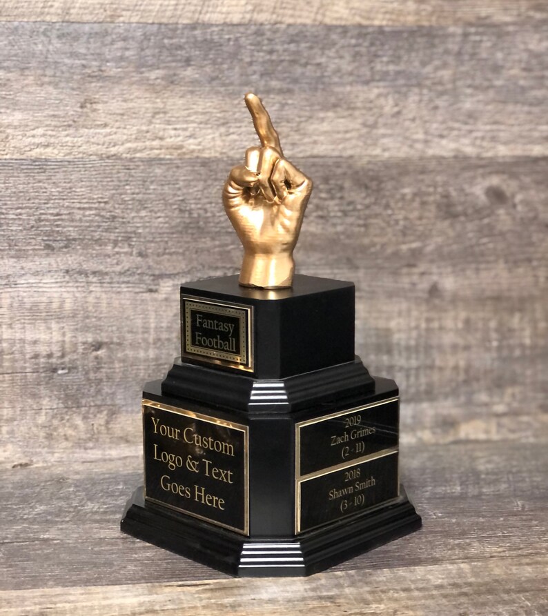Fantasy Football Trophy Middle Finger FFL Perpetual Worst - Etsy
