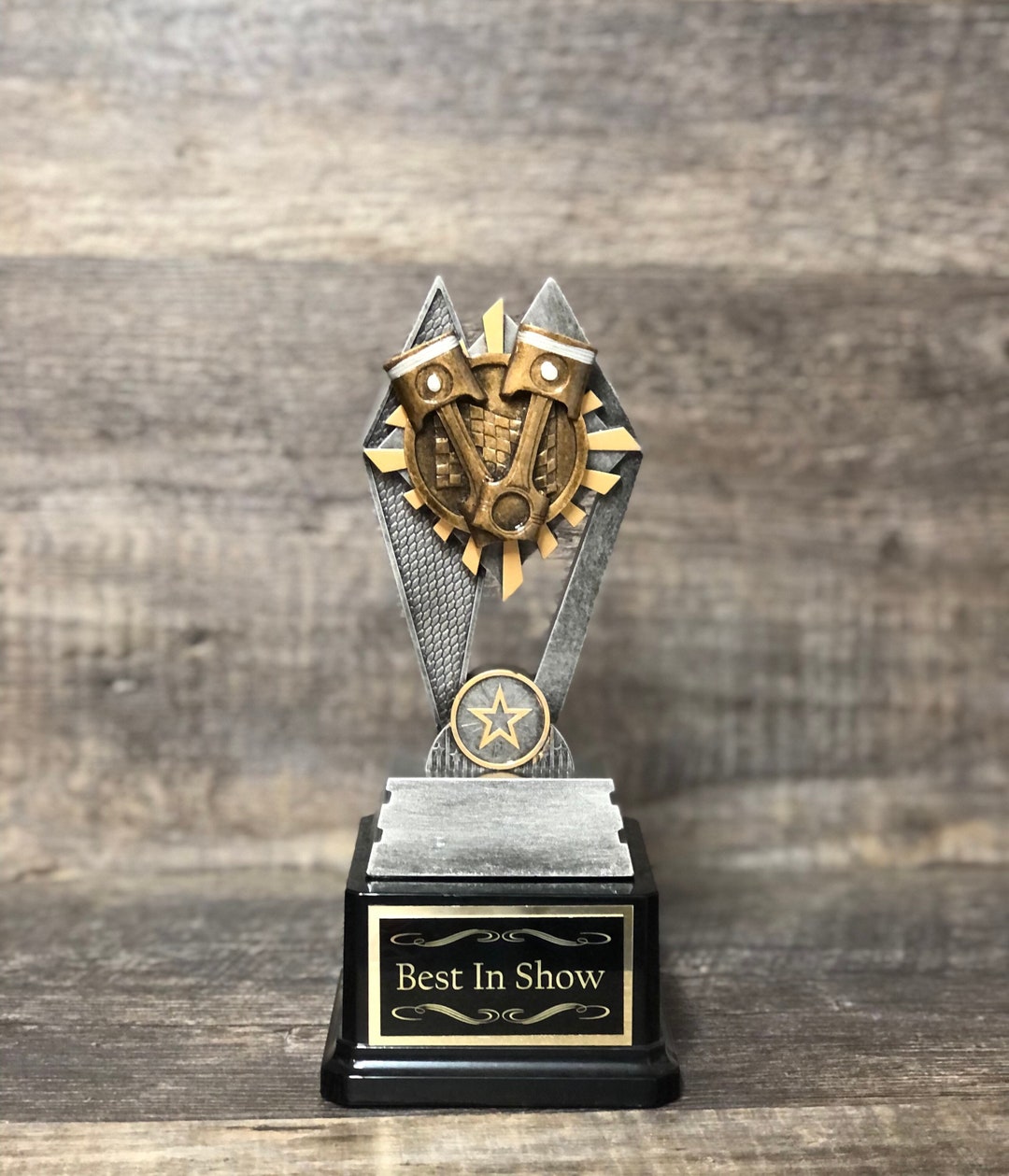 Car Show Trophy 9.5" Rods & Pistons Racing Trophy Hot Rod Trophy Silver ...